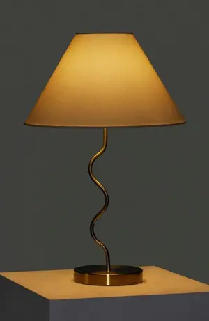 BRIGHTECH Squiggle 22" Led Table Lamp With Twisting Base And Ivory Empire Shade - Antique Brass