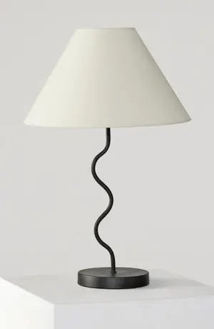 BRIGHTECH Squiggle 22" Led Table Lamp With Twisting Base And Ivory Empire Shade - Classic Black