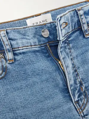 FRAME Le Pixie Slim Palazzo High-rise Wide-leg Stretch Jeans - Blue