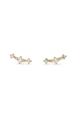 ANA LUISA Triple Diamond Stud Earrings - Gold