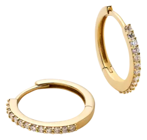 ANA LUISA Diamond Huggie Hoop Earrings - Gold