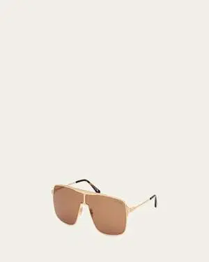 TOM FORD Zappa Aviator Sunglasses - Srgld/brn