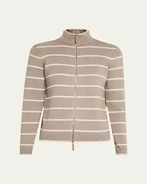 Lafayette 148 New York Striped Knit Jacket - Hickory Multi