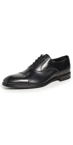 FERRAGAMO Boston Leather Lace-up Dress Shoes - Black