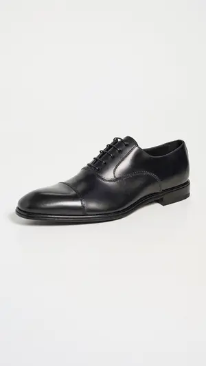 FERRAGAMO Boston Leather Lace-up Dress Shoes - Black