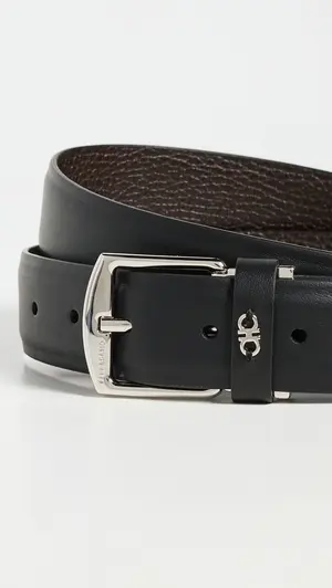 FERRAGAMO Square Buckle Reversible Leather Belt