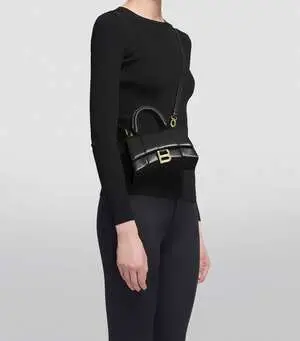 Balenciaga Xs Hourglass Top-handle Bag - Black