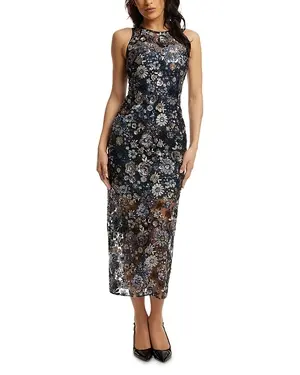 Dress The Population Helena Sequined Midi Dress - Navy Multi