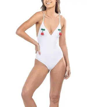 TABACARU Catherine With Cherries Swimsuit - White