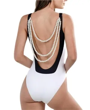 TABACARU Cecil Embellished One Piece Swimsuit - White