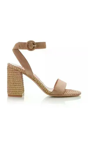 GIANVITO ROSSI Luana Suede And Raffia Sandals - Neutral