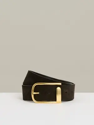 REISS Iyla Suede Keeper Belt - Chocolate