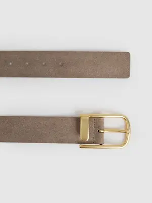 REISS Iyla Leather Belt - Grey