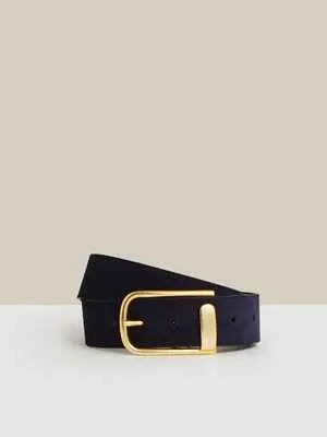 REISS Iyla Leather Belt Navy