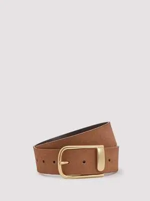 REISS Iyla Suede Keeper Belt - Tan