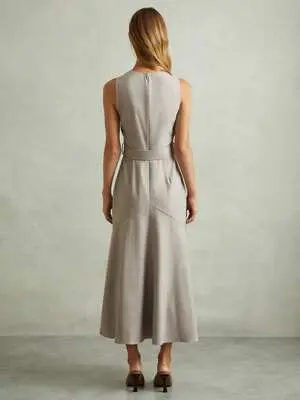 REISS Danni Belted Flared Midi Dress