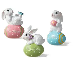 GLITZHOME 4.5' Resin Easter Bunnies Table Decor S/3 - One-color