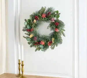 VALERIE PARR HILL As Is 22' Fruit, Cedar And Pine Wreath Valerie - One-color
