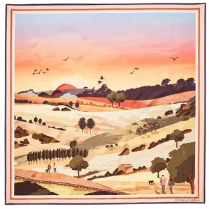 ASPINAL OF LONDON South Downs Silk Scarf In Burnt Pure Silk - Orange