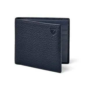 ASPINAL OF LONDON 8 Card Billfold Wallet In Pebble - Blue