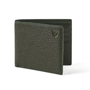ASPINAL OF LONDON 8 Card Billfold Wallet In Pebble - Green