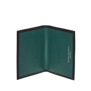 ASPINAL OF LONDON Double Fold Credit Card Holder In Smooth & Teal - Black/blue