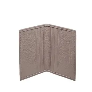ASPINAL OF LONDON Double Fold Credit Card Holder In Fawn Pebble - Grey