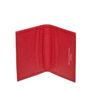 ASPINAL OF LONDON Double Fold Credit Card Holder In Smooth & Teal - Red