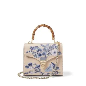 ASPINAL OF LONDON Midi Mayfair Croc Effect Top Handle Bag - Neutral/blue