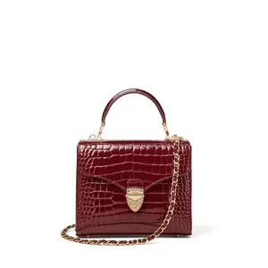 ASPINAL OF LONDON Mayfair Midi Patent Croc Bag - Red