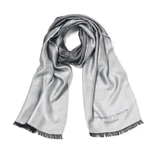 ASPINAL OF LONDON Silk Opera Scarf In Modal Silk - Silver