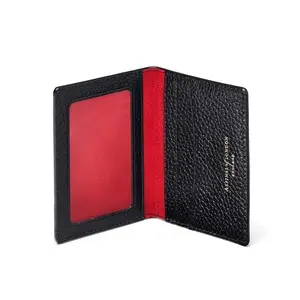 ASPINAL OF LONDON Id & Travel Card Case In Tobacco Pebble - Black