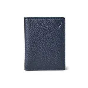 ASPINAL OF LONDON Id & Travel Card Case In Heritage Pebble - Navy