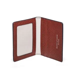 ASPINAL OF LONDON Id & Travel Card Case In Heritage Pebble Red