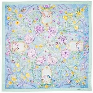 ASPINAL OF LONDON Rose Silk Scarf In Mint Floral Pure Silk - Green