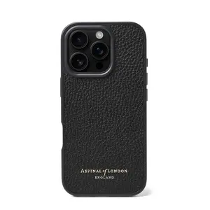ASPINAL OF LONDON Iphone 16 Pro Case In Pebble & Gold Edge - Black