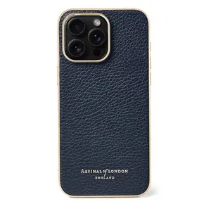 ASPINAL OF LONDON Iphone 15 Pro Max Case In Pebble & Gold - Blue