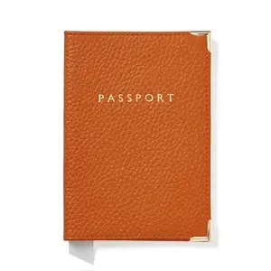 ASPINAL OF LONDON Passport Cover In Pebble - Orange