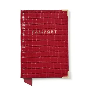 ASPINAL OF LONDON Passport Cover In Pool Lizard - Red