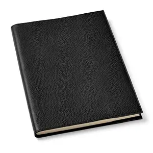 ASPINAL OF LONDON Refillable Leather Journal In Tobacco Pebble - Black