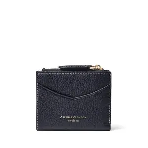 ASPINAL OF LONDON Hudson Multi-use Pocket Wallet In Milled Pebble - Navy