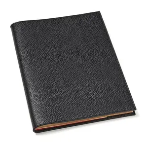 ASPINAL OF LONDON A7 Refillable Luxury Pocket Notebook In Pebble Lined Pages - Black