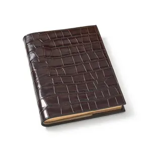ASPINAL OF LONDON Refillable Luxury Journal In Racing Pebble - Brown