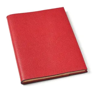 ASPINAL OF LONDON Refillable Luxury Journal In Capri Pebble - Red