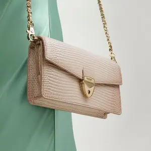 ASPINAL OF LONDON Mayfair 2 Leather Crocodile Print Clutch Bag With Chain Strap - Neutral