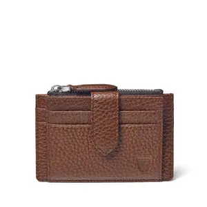 ASPINAL OF LONDON Zipped Rfid Card Holder In Tobacco Pebble - Brown