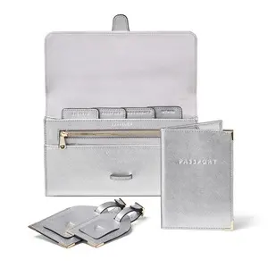 ASPINAL OF LONDON Travel Collection In Deep Shine Ever Small Croc - Silver