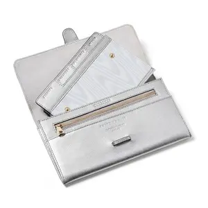 ASPINAL OF LONDON Travel Collection In Deep Shine Ever Small Croc - Silver