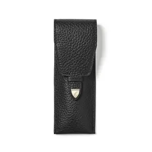 ASPINAL OF LONDON Pen Case In Tobacco Pebble Black
