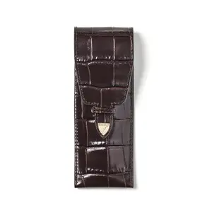 ASPINAL OF LONDON Pen Case In Tobacco Pebble - Brown